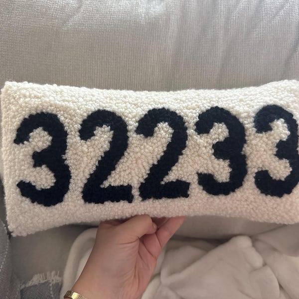 Zip Code Decorative Pillow Small Handmade Punch Needle Pillow Custom - Etsy