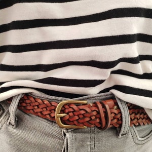 Womens Skinny Belt, Leather Skinny Braided Belt Gold Buckle Woven ...