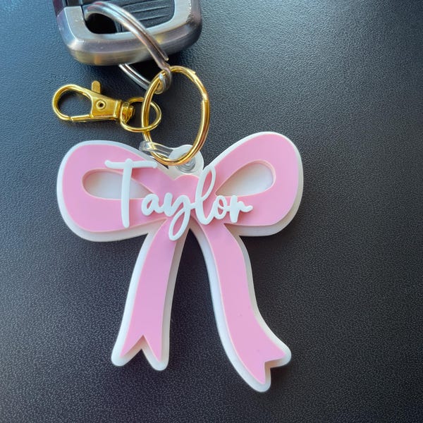 Bow Keychain Personalized Coquette Purse Charm for Backpack Keychain ...