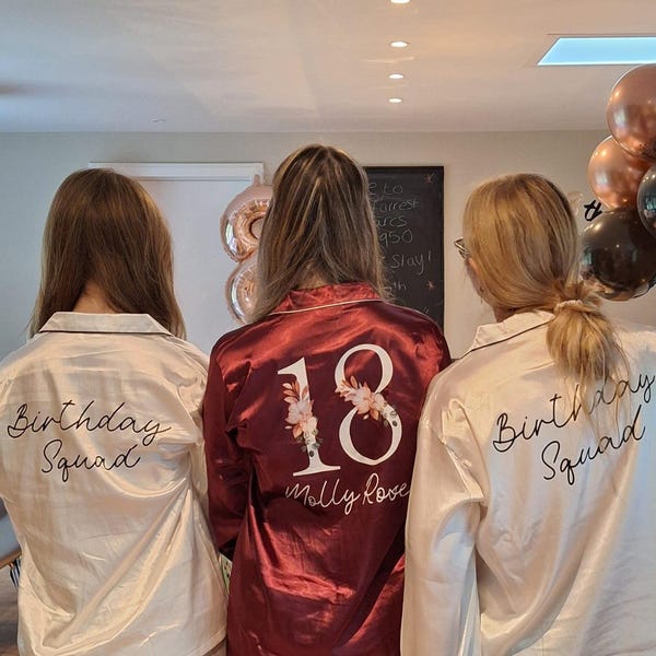 Personalised Satin Pyjamas 30th Birthday ,18th 21st Birthday Pajamas ...