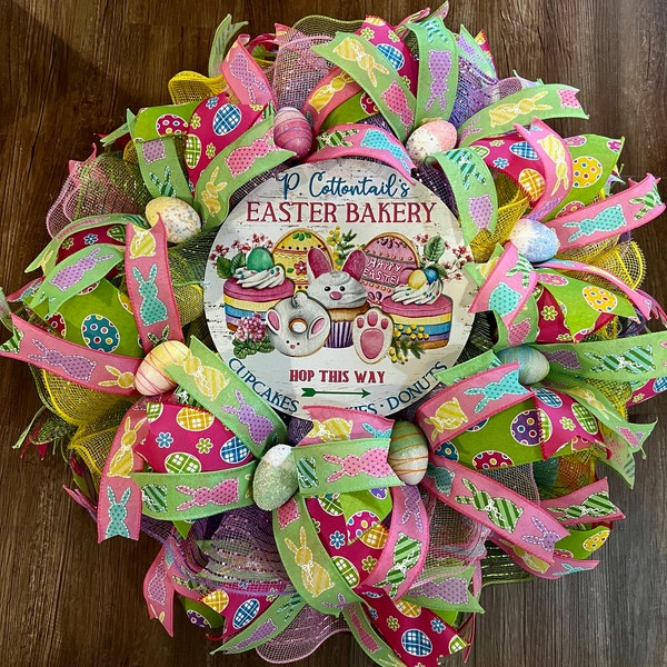 Easter Bakery Wreath Sign, Metal Wreath Sign, Sign for Wreath, Round ...