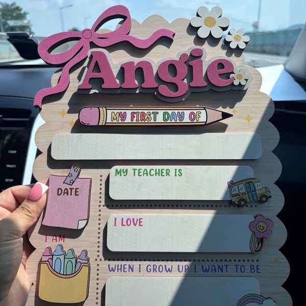 Personalized First Day of School Sign, Back to School Photo Prop ...