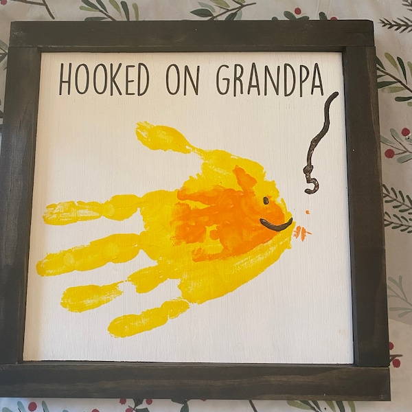 Father's Day Gift, Father's Day Wooden Sign, Hooked on Grandpa Sign ...