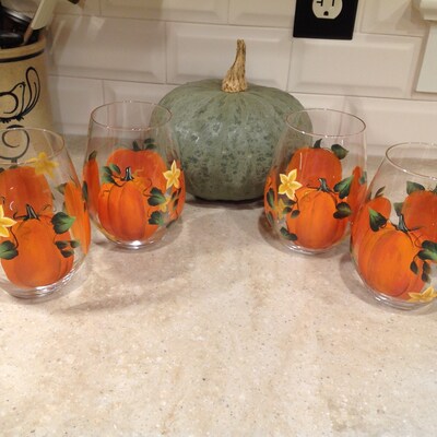 Hand Painted Lemon Wine Glass Citrus Stemware Lemon Slice - Etsy