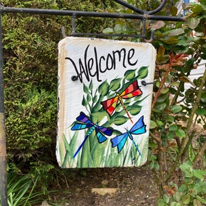 Painted Slate Welcome Sign, Basket of Daisies Slate Welcome Sign, Door ...