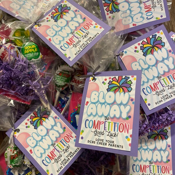 Editable Cheer Blow Away the Competition Printable Gift Tags Good Luck ...