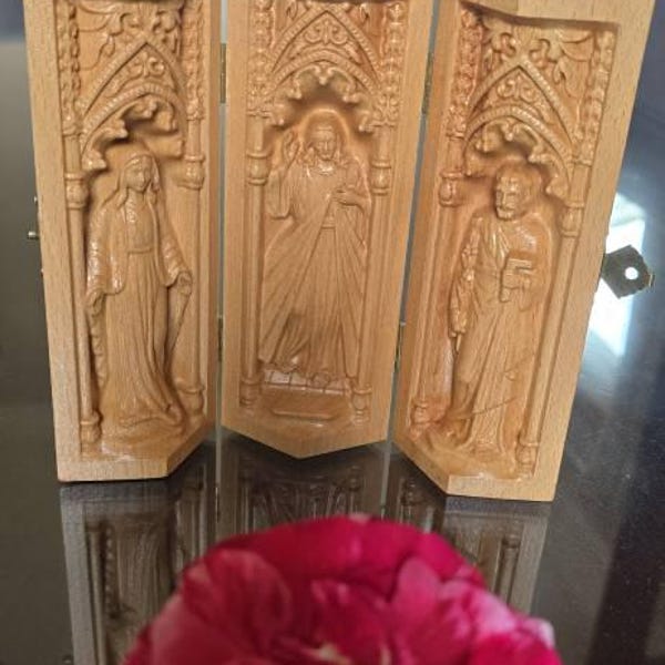 Holy Family Catholic Triptych of the Virgin Mary Jesus Christ St Joseph Portable Altar Catholic ...