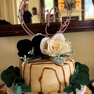 Navy Rose and Sunflower Wedding Cake Topper, Wedding Cake Decoration ...