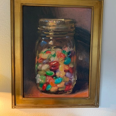 PBJ & Jar of Milk NOAH VERRIER Original Still Life Oil Painting, Signed ...