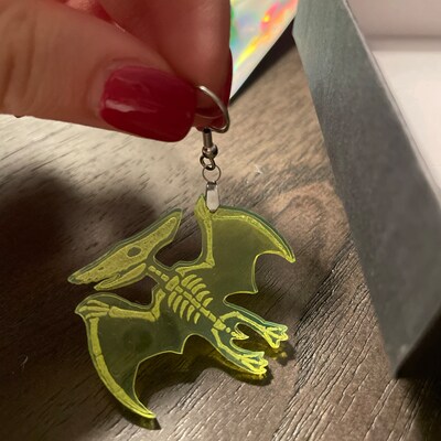 Neon Pterodactyl Earrings Dinosaur Earrings - Etsy
