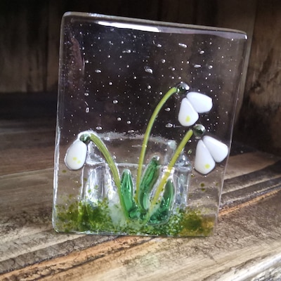 Fused Glass Little Snowdrop Candle Holder, Snowdrop Tea Light - Etsy UK