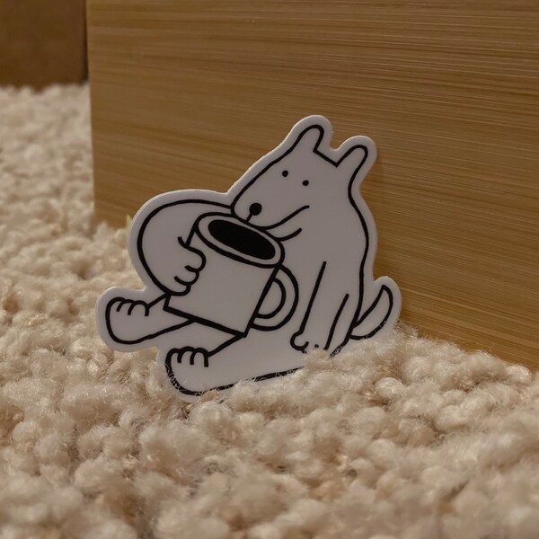 Coffee Dog Vinyl Sticker - Etsy