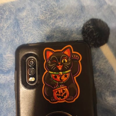 VS031 Halloween Retro Black Cat Face Stickers / Vintage Spooky Kitsch ...