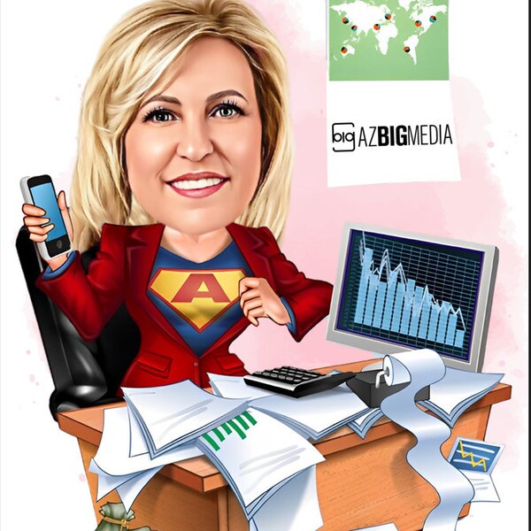Custom Female Super Boss Cartoon Portrait, Boss Portrait, Gifts for ...