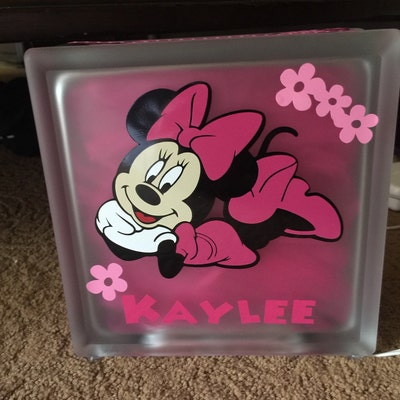 Minnie Mouse Glass Block Night Light Minnie Mouse Night Light Minnie ...