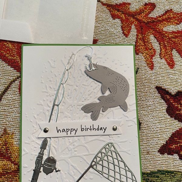 Birthday Fishing Card, Fishing Card, Fish Card, Embossed Fishing Card ...