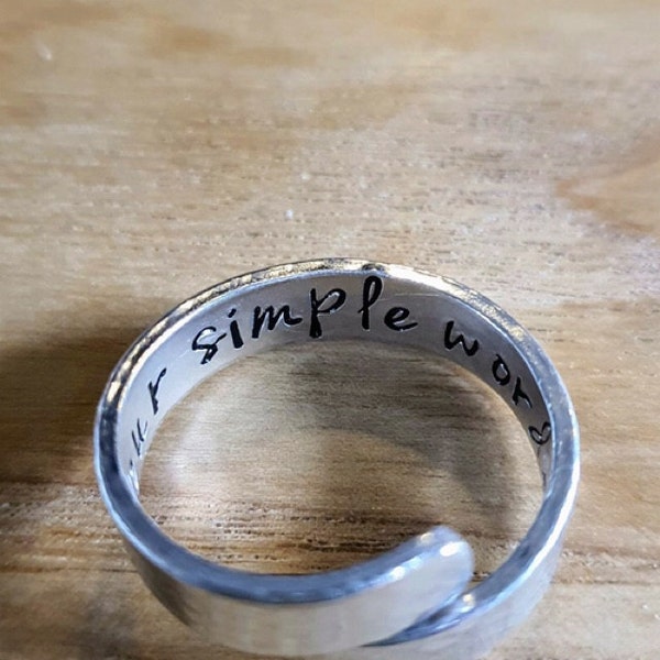 Hidden Message Wrap Ring, Aluminium Ring, Personalised Thumb Ring ...
