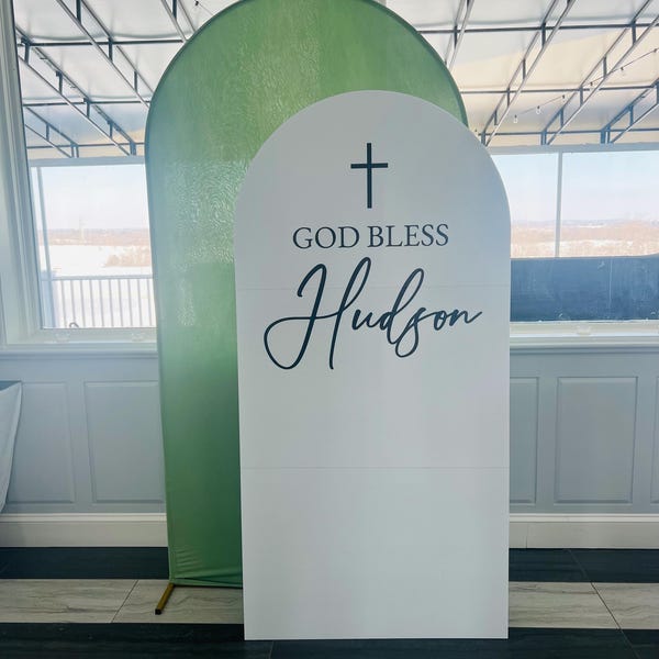 God Bless Arch Backdrop Christening Baptism Arch Backdrop, With Stands ...
