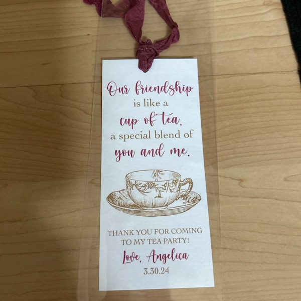 Friendship Tea Party Favors Bookmarks, Tea Cup Bookmark Favors, Bridal ...