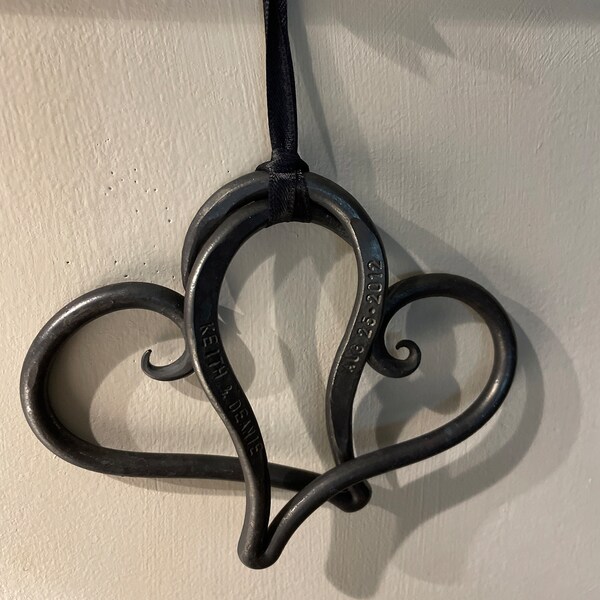 Forged Iron Heart Wall Artwork - Personalized Metal Sculpture - Wedding ...