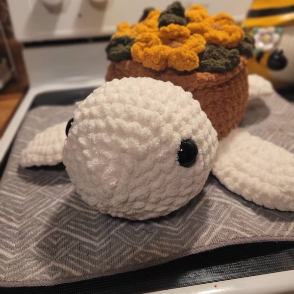 Bumble Bee Honey Pot Turtle Crochet Plushie - Size Medium - Cute Yellow ...