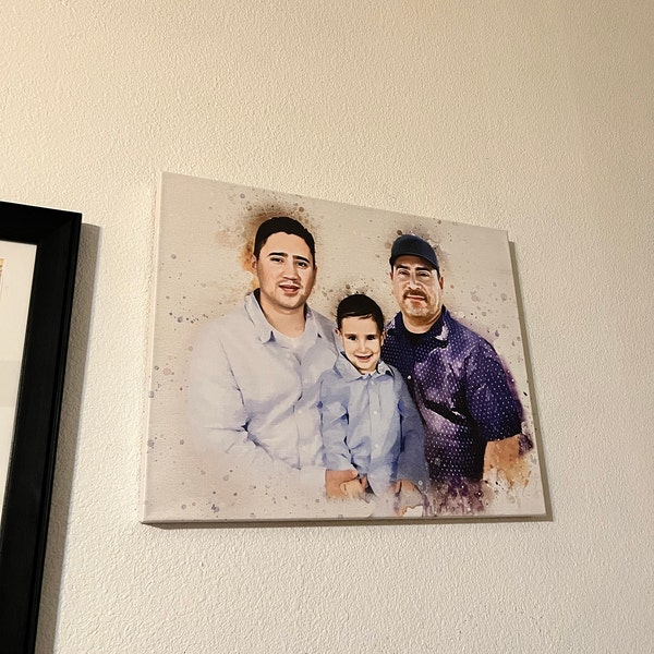 Custom Watercolor Family Portrait From Merging Multiple Photos ...