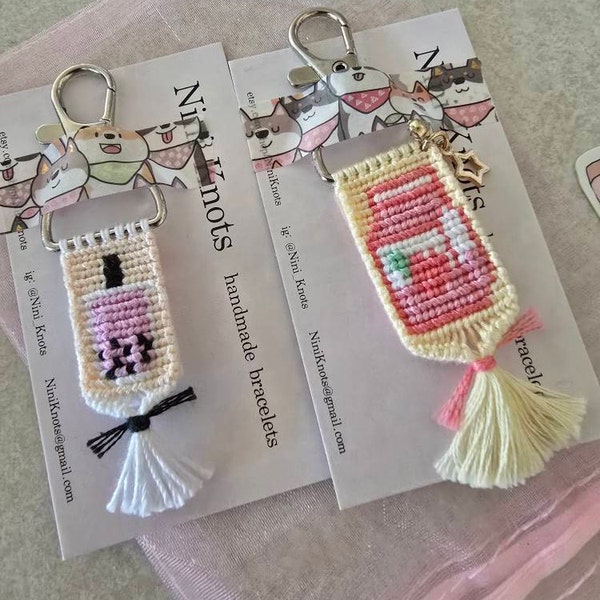Letter Keychain, Woven Knotted Macrame Niniknots Handbag Mini ...