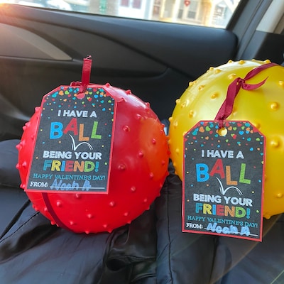 Bouncy Ball Valentine, I Have a Ball Being Your Friend Tags Chalkboard ...
