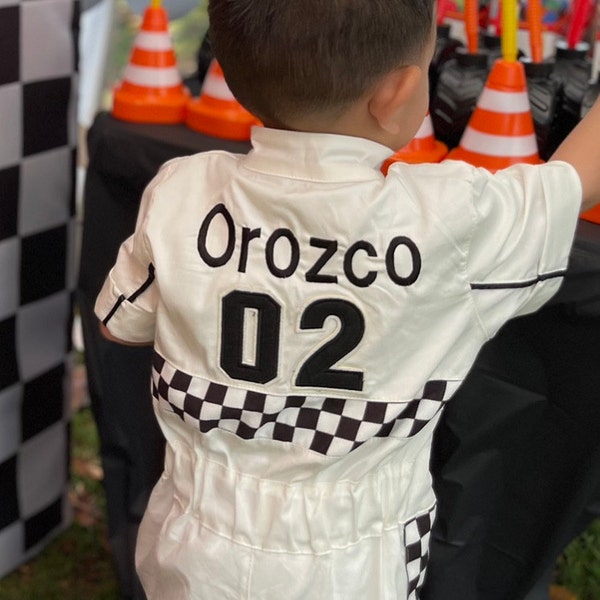 Personalized Baby White Racer Shorts-long Jumpsuit*two Fast Racer ...
