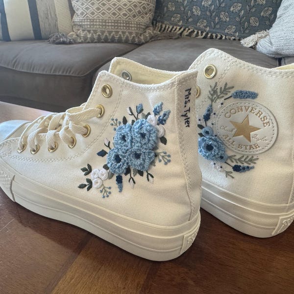 Embroidered Converse/ Flower Converse/ Converse Low Tops Flower ...