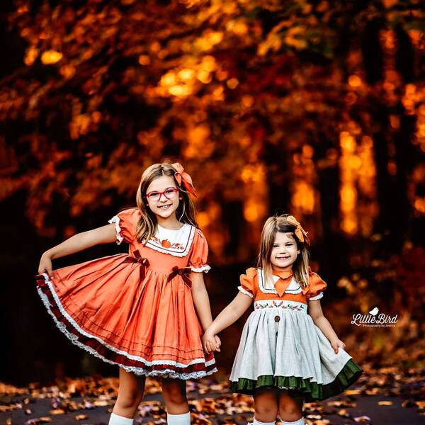 Girls Thanksgiving Dress, Girls Fall Dress, Orange Fall Dress, Poofy ...
