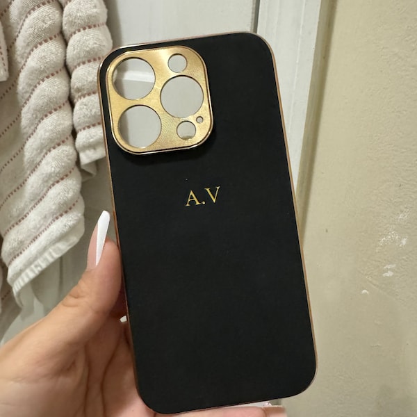 Personalized Suede iPhone Case for iPhone 17 16 15 14 Pro Max Initials ...