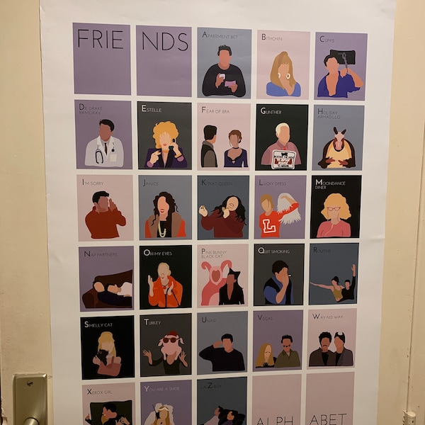 Abc's of Friends TV Show Alphabet Poster | Friends Digital Art Print ...