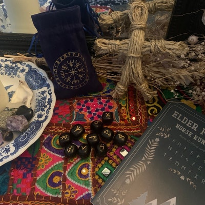 Rune Stones Gift Set Includes 21 Page Guide Book and Free Satin Lined ...