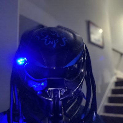 Custom Predator Motorcycle Helmet Had-painted Fire Blue dot & Ece ...