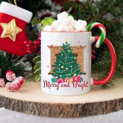 Red Handle Coffee Cup Mock up Mug Mockup Christmas Mockup Styled Stock ...