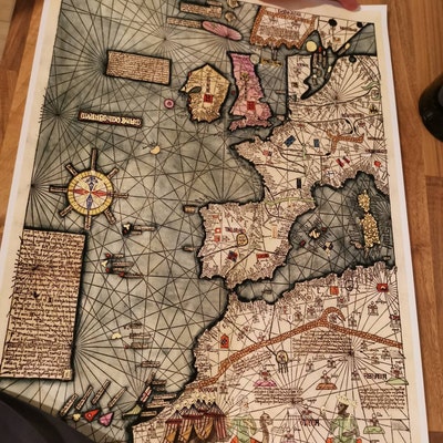 Medieval Catalan World Map 1375 Europe, Mediterranean Sea and Middle ...