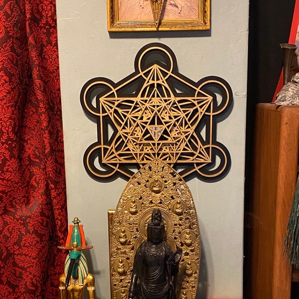 Ancient Future Mandala Wall Art 12" - Metatron's Cube, Gold and Black ...