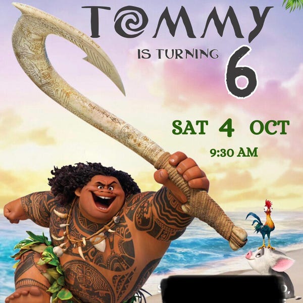 Maui Birthday Invitation: Moana Tropical Luau Party, Editable Canva ...