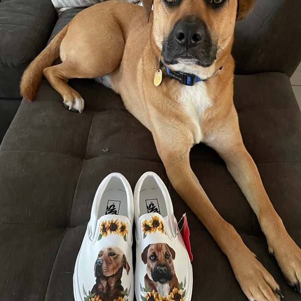 Handpainted Custom Pet Portrait Vans (two Pets) - Etsy