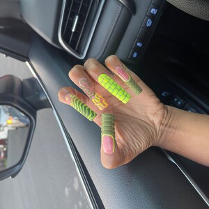 Cash Money Neon Green Press on Reptile Nails Neon Nails Summer - Etsy