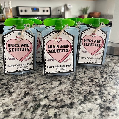 Printable Kids Squeeze Pouch Valentine's Day Tag, Hugs and Squeezes ...