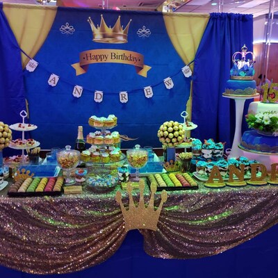 Custom Name Banner With Crowns, White Blue and Gold Banner With Tulle ...