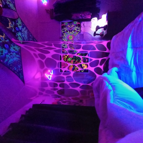 UV Green Event Decor, Trippy Ceiling Canopy, Psychedelic Wall Hanging ...