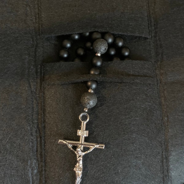 Men's Genuine Shungite Rosary, Catholic Rosaries, Prayer Necklace, Dad ...
