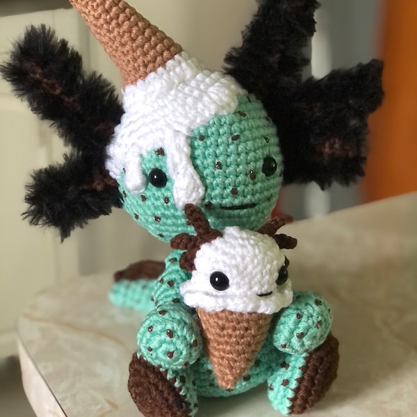 Ice Cream Candy Mint Chocolate Chip Crochet Axolotl Plush - Etsy