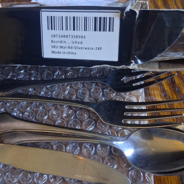 Vintage MARIA GRANDE Stainless Steel Flatware Embossed Floral and Black ...