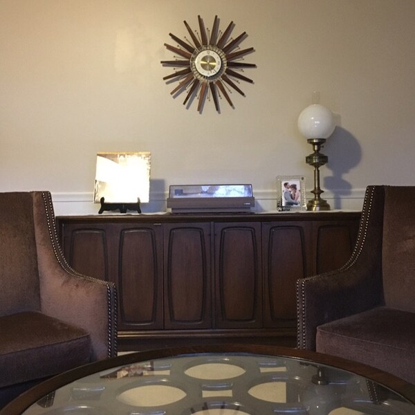 Vintage Mid Century Modernist Table Clock Danish Modern Solid Wood 1950s WORKING new Movement ...