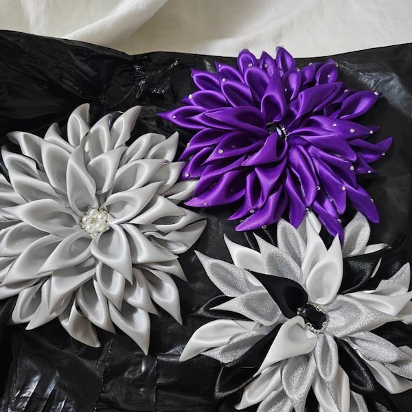 Cheetah, Zebra, Black& White Corsage/satin Flower Pin/brooch/ Shoulder ...