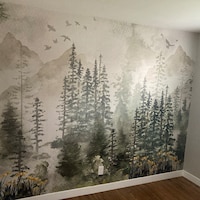 Faces Art Line Drawing in Cream Mural KM138 Large Scale Wallpaper ...
